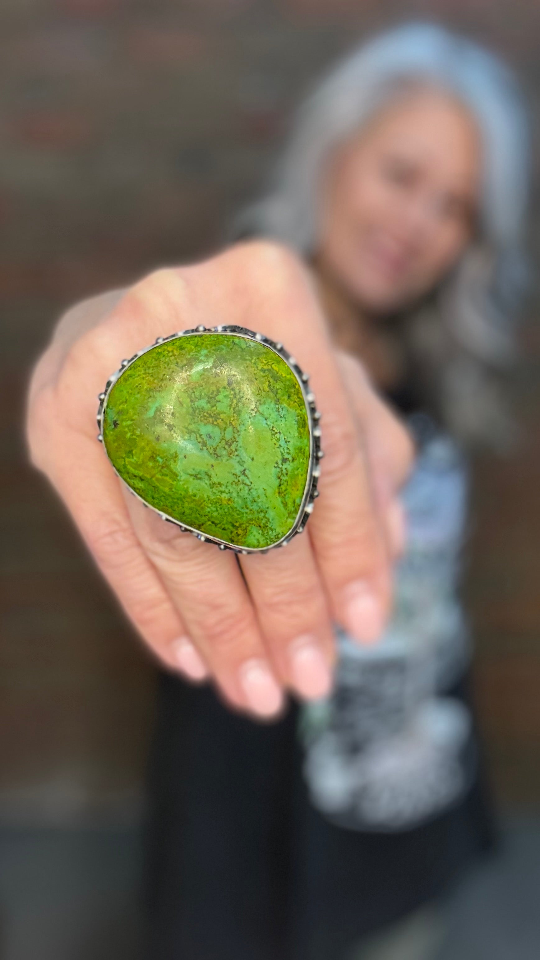 Large Green Stone Ring – Vintage Vault Boutique